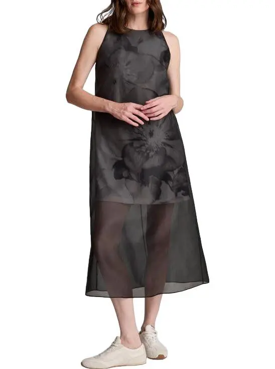 KENNETH COLE Floral Mesh Overlay Dress - Black