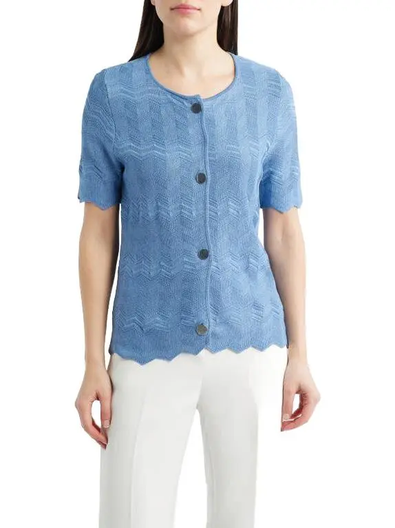 Anne Klein Pointelle Cardigan - Lagoon