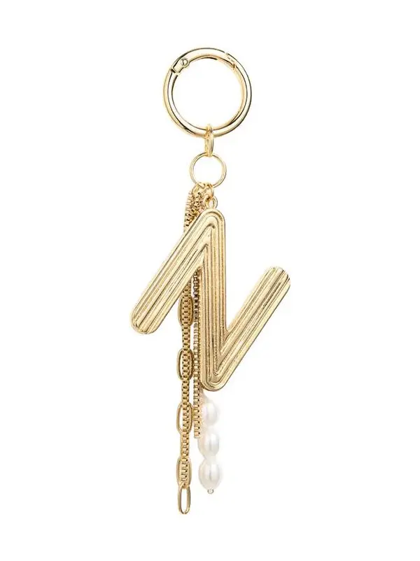Chelsea28 Initial Faux Pearl Bag Charm - N- White- Gold