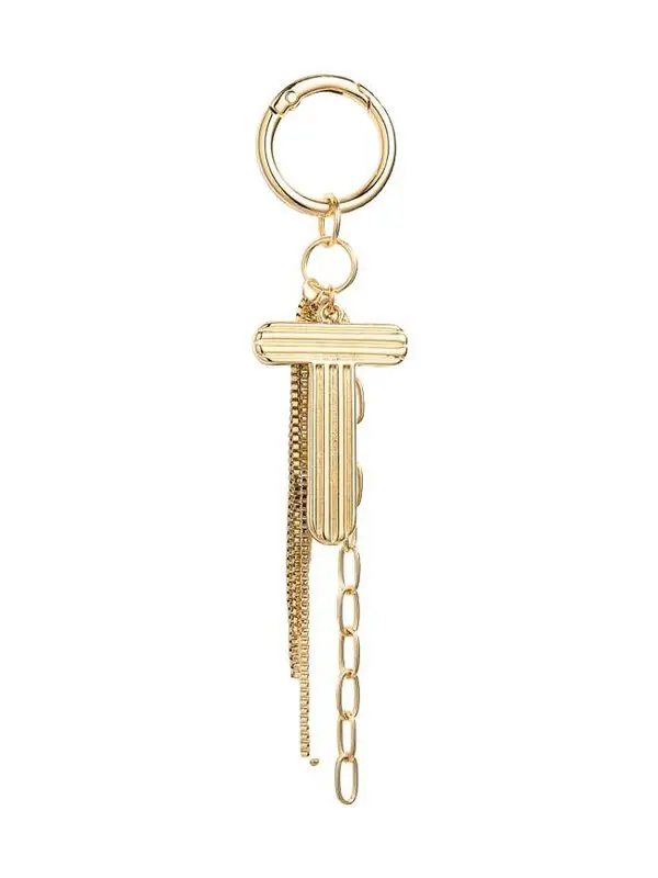Chelsea28 Initial Faux Pearl Bag Charm - T- White- Gold