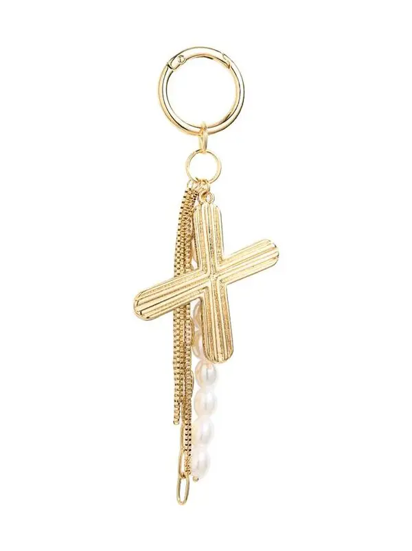 Chelsea28 Initial Faux Pearl Bag Charm - X- White- Gold