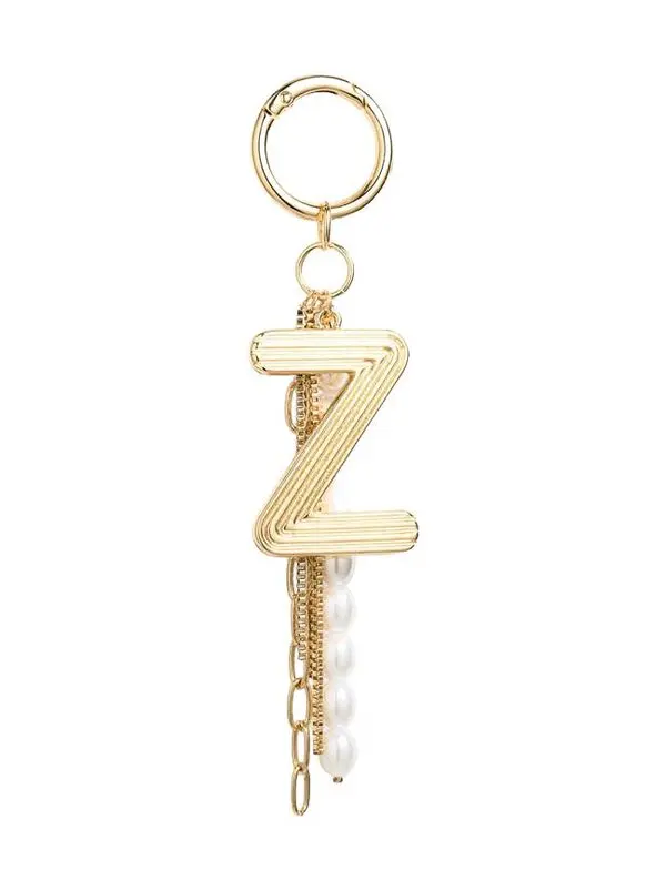Chelsea28 Initial Faux Pearl Bag Charm - Z- White- Gold
