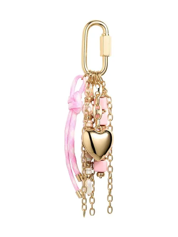 Chelsea28 Heart Beaded Bag Charm - Pink Multi- Gold