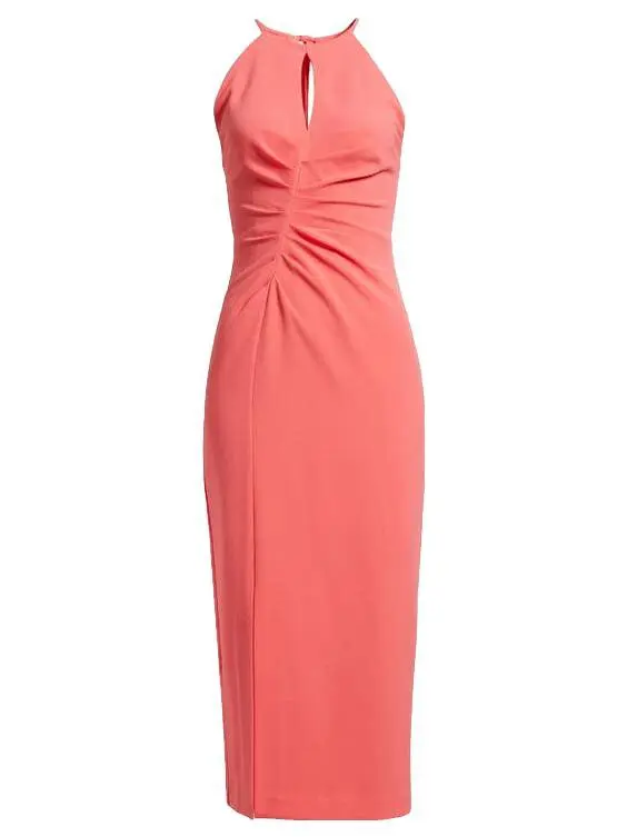 Vince Camuto Ruched Stretch Crepe Gown - Flamingo