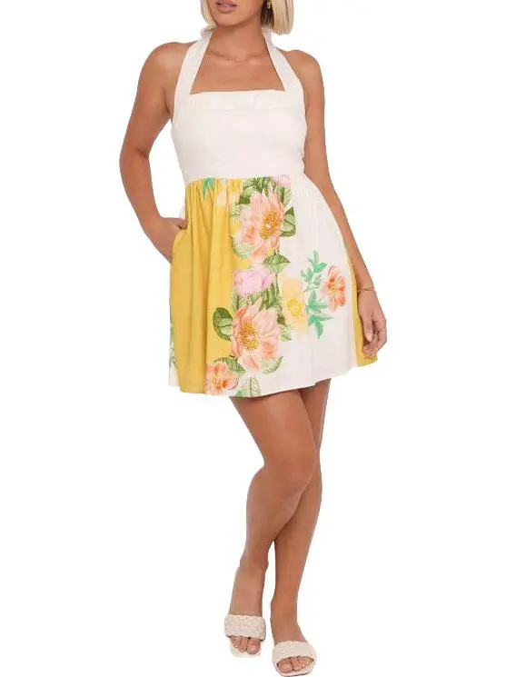 PETAL & PUP Nissa Halter Sundress - Yellow Poppy