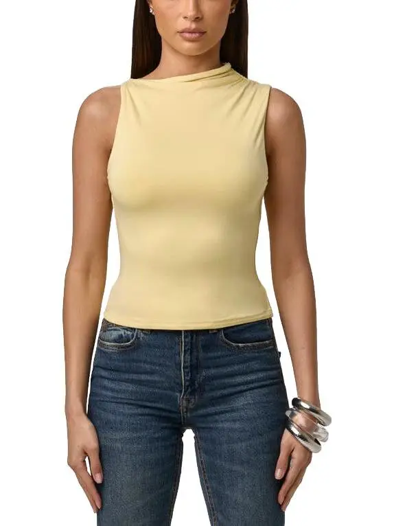 Naked Wardrobe Asymmetric Neck Sleeveless Top - Buttercream