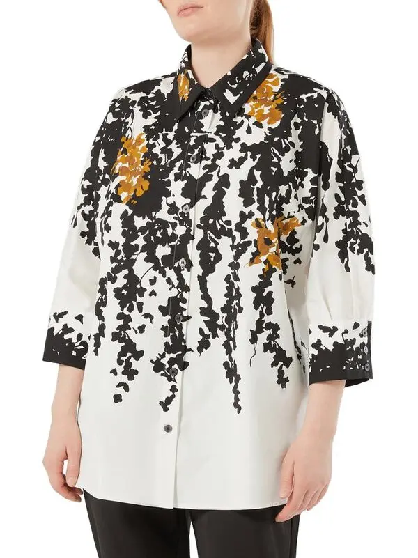 Marina Rinaldi Cotton Button-up Shirt - White Black