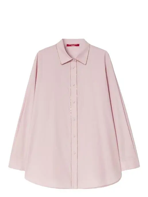 Marina Rinaldi Cotton Shirt With Crystal Embellishments - Pink