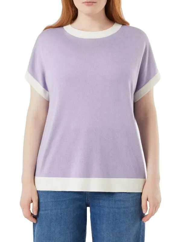 Marina Rinaldi Silk And Cashmere Short Sleeve Sweater - Lilac