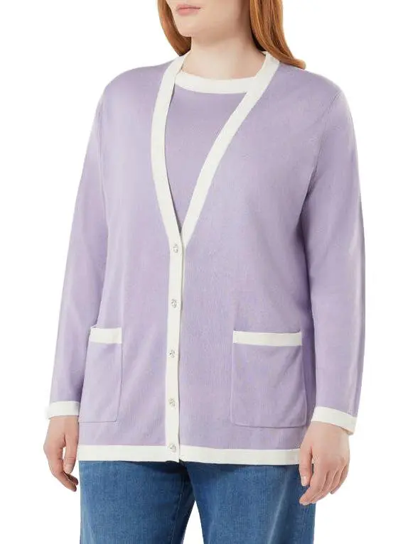Marina Rinaldi Ottimo Silk & Cashmere Cardigan - Lilac