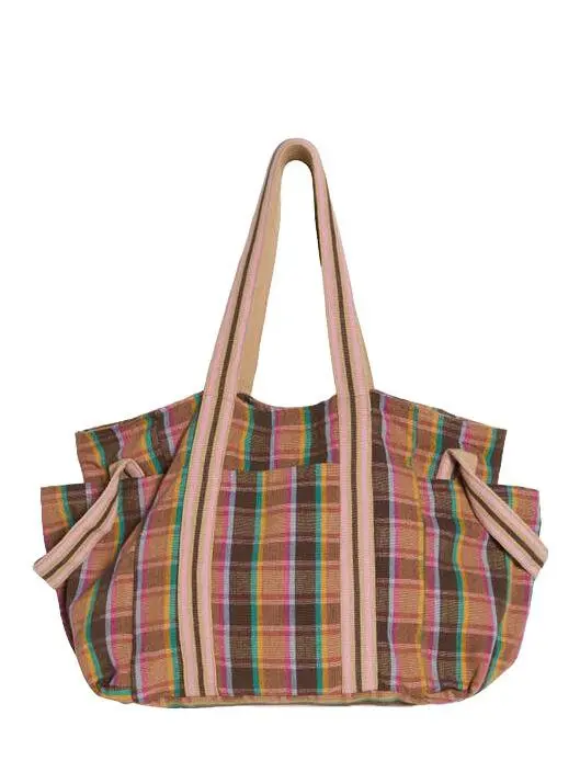 Free People Oksana Plaid Tote Bag - Cream Mix