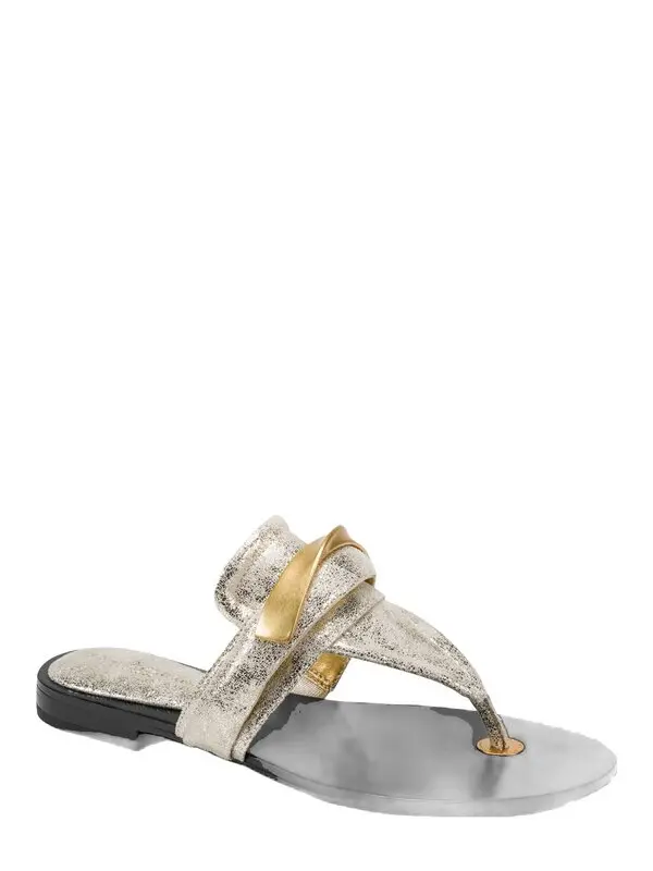 Dkny Metallic Flip Flop - White Gold