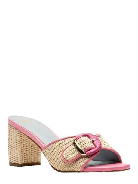 FRANCES VALENTINE Taylor Block Heel Sandal - Natural/pink