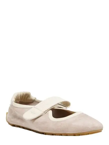 Aquatalia Quero Water Resistant Mary Jane Flat - Warm Grey Suede