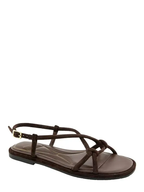 KENNETH COLE Paria Flat Slingback Sandal - Chocolate Suede