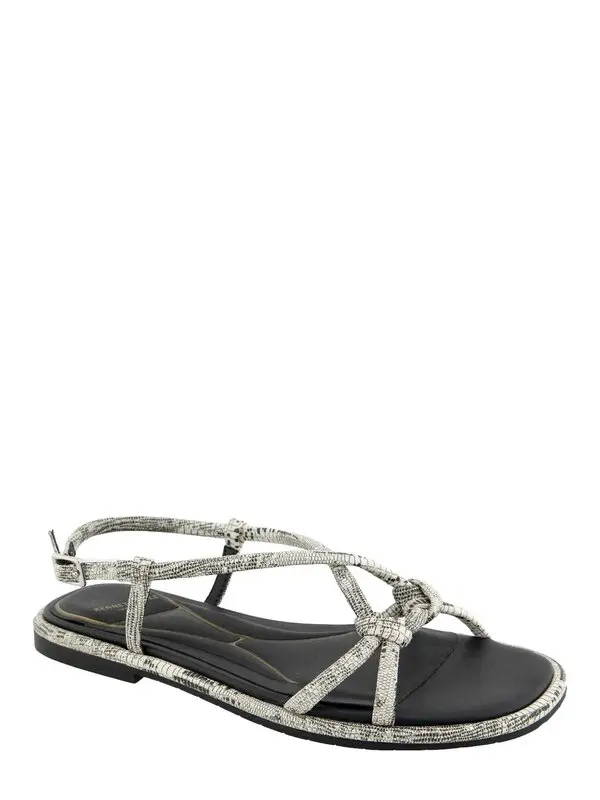 KENNETH COLE Paria Flat Slingback Sandal - White Black Lizard