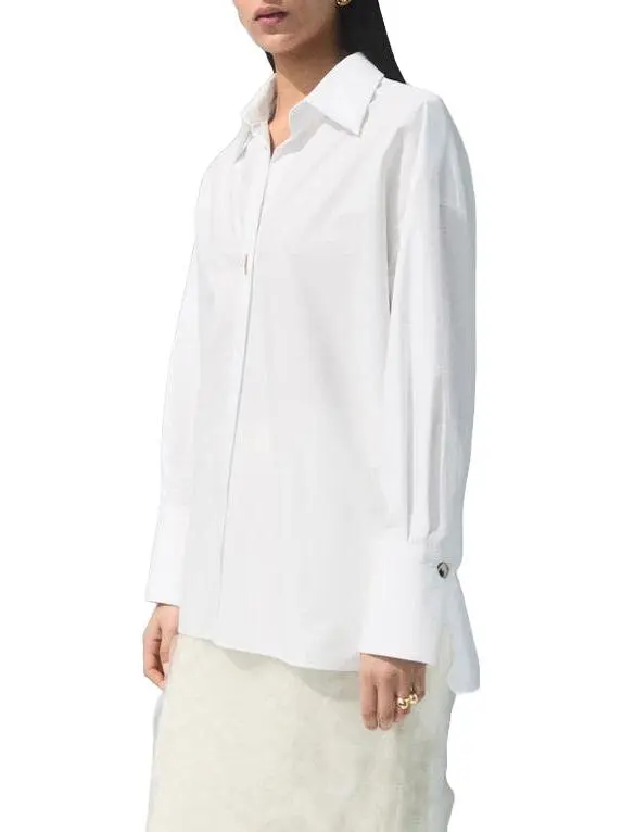 Mango One-button Cotton Poplin Shirt - White