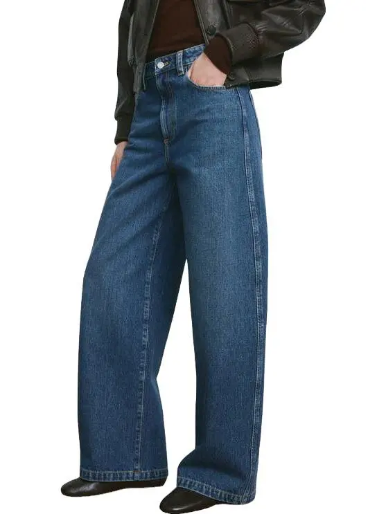 Mango Mid-rise Balloon Jeans - Dark Blue