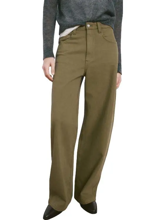 Mango Mid-rise Balloon Jeans - Khaki Green
