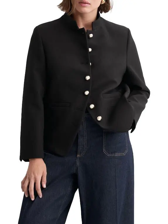 Mango Mandarin Collar Jacket - Black