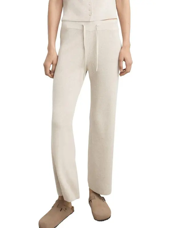 Mango Pull-on Straight-leg Knit Pants - Beige