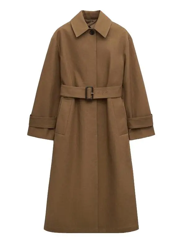 Mango Belted Cotton Trench Coat - Medium Brown