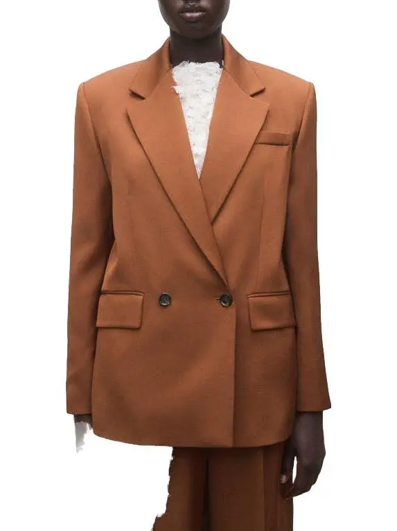 Mango Double-breasted Blazer - Cognac