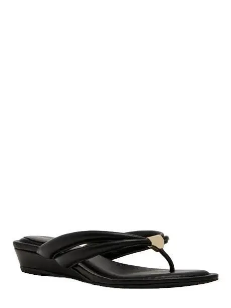Anne Klein Wedge Thong Sandal - Black