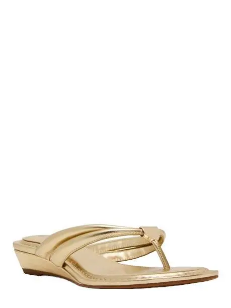 Anne Klein Wedge Thong Sandal - Gold