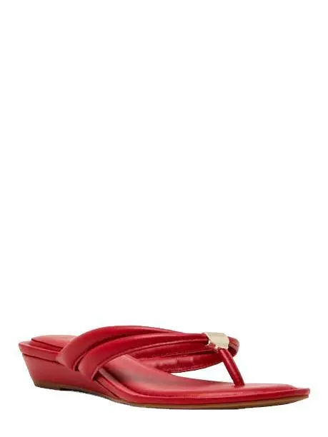 Anne Klein Wedge Thong Sandal - Red