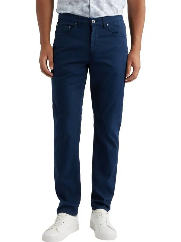 Bugatchi Stretch Cotton Five-pocket Pants - Navy