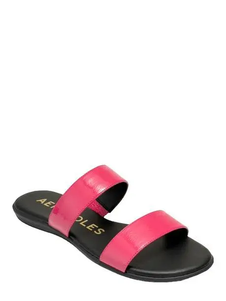 Aerosoles Concetta Two-strap Sandals - Magenta Fx Crinkle Patent