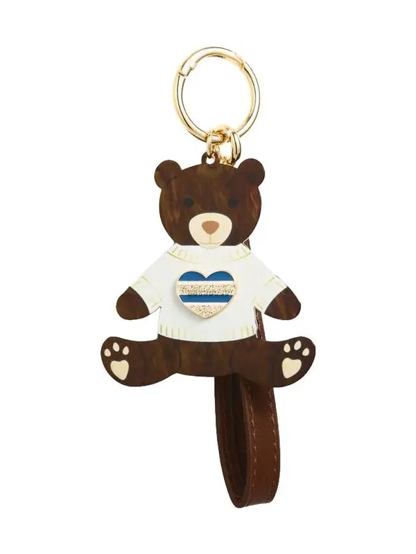 Chelsea28 Bear Bag Charm - Brown Multi- Gold