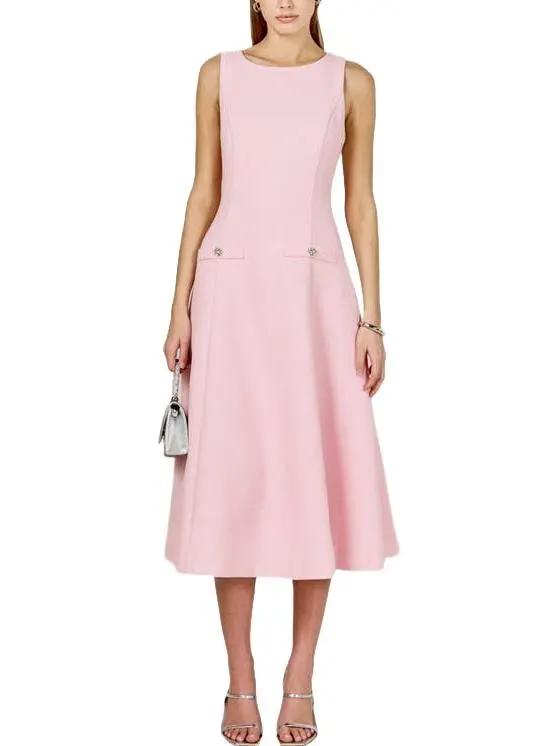 Endless Rose Sleeveless Tweed Midi Dress - Pink