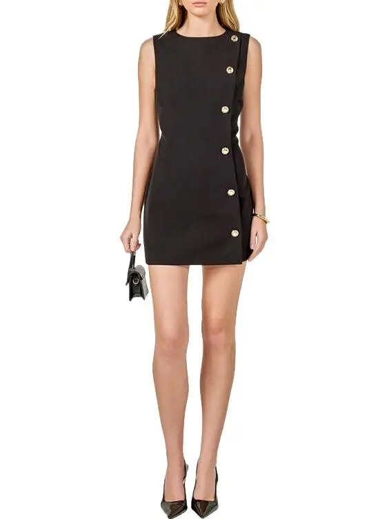 Endless Rose Side Button Mini Dress - Black