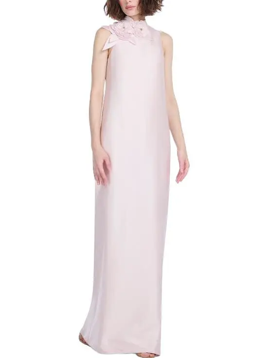 EMILY SHALANT Floral Detail Sleeveless Taffeta Gown - Blush