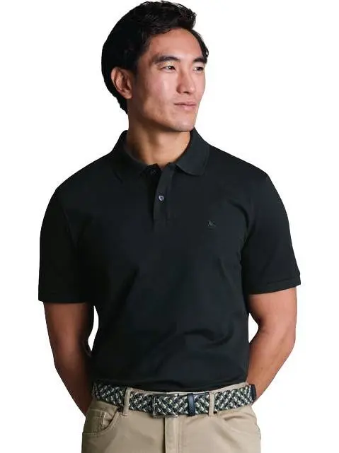 CHARLES TYRWHITT Short Sleeve Cotton Stretch Pique Polo - Black
