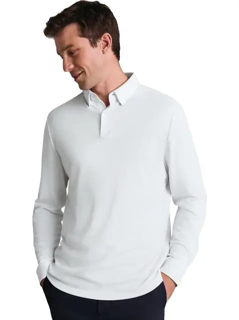 CHARLES TYRWHITT Long Sleeve Jersey Polo - White