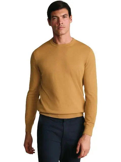 CHARLES TYRWHITT Merino Wool Crew Neck Sweater - Camel
