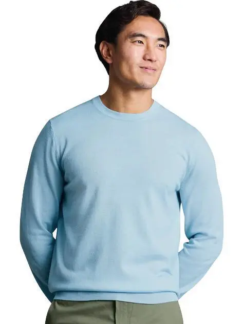 CHARLES TYRWHITT Merino Wool Crew Neck Sweater - Ice Blue