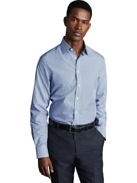 CHARLES TYRWHITT Non-iron Bengal Stripe Shirt - Navy