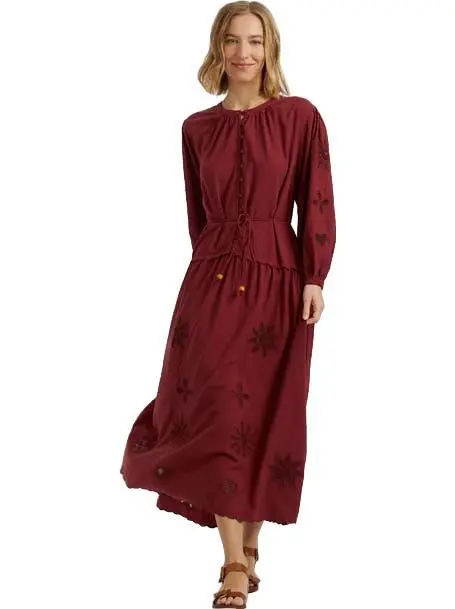 Chinti & Parker Linen-blend Broderie Midi Dress - Sienna