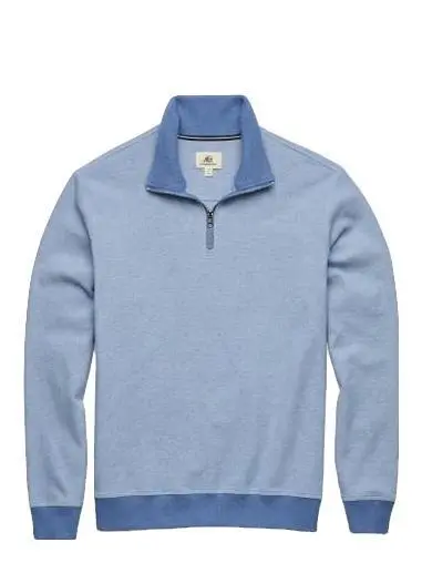 SURFSIDE SUPPLY CO. Bobby Stripe Fleece Quarter Zip - Sapphire Blue