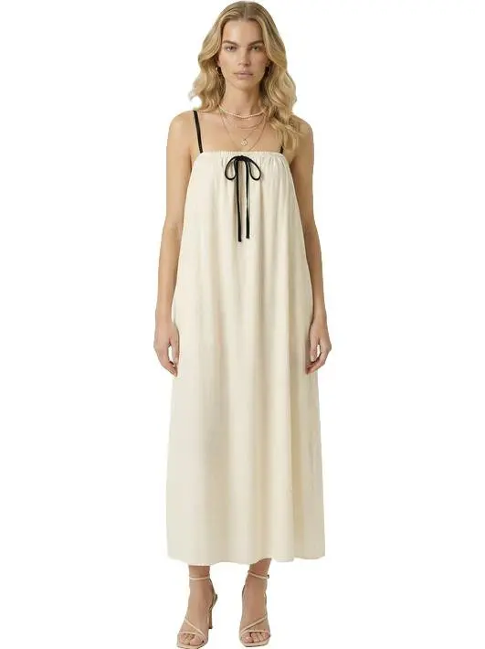 MODENAIRE Strapless Tie Front Maxi Dress - Ivory