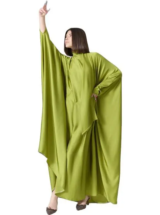 LE FAFO Luna Silk Scarf Kaftan - Green