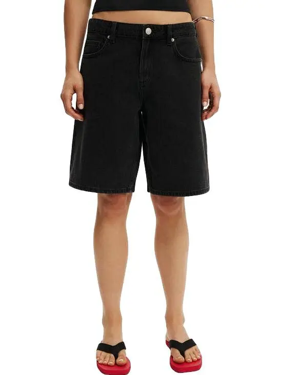 COTTON ON Baggy Denim Jorts - Leo Black