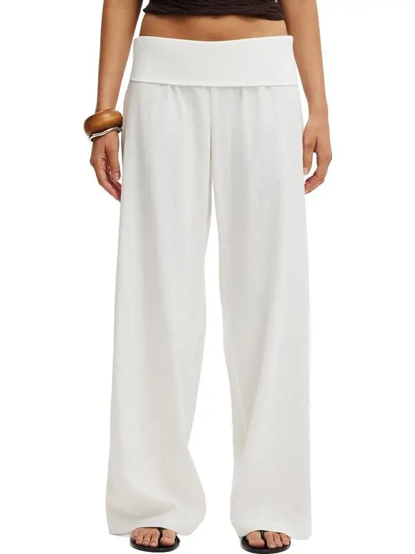 COTTON ON Haven Fold Over Pant - White