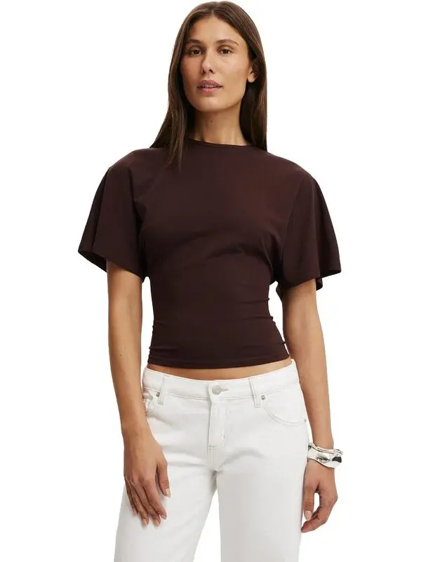 COTTON ON Blair Batwing Short Sleeve Tee - Dark Oak