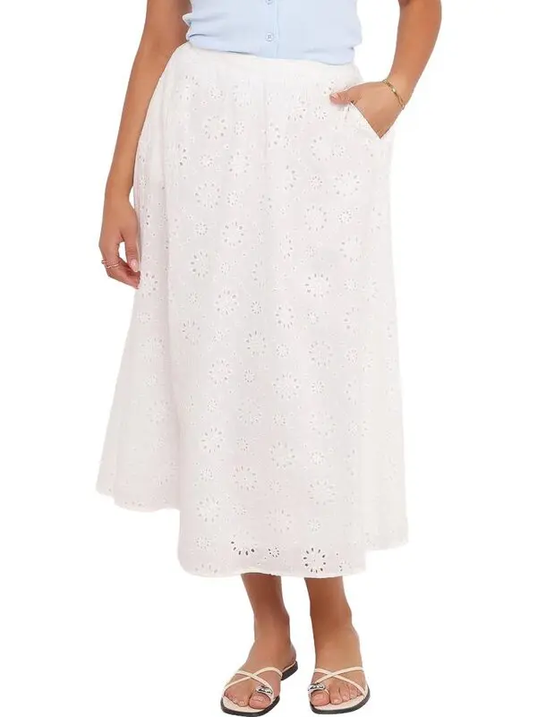 PETAL & PUP Sinead Tiered Eyelet Maxi Skirt - White