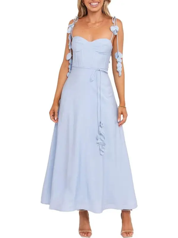 PETAL & PUP Seamed Bodice Midi Dress - Pale Blue